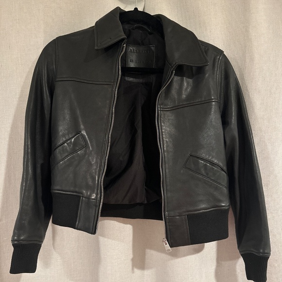 All Saints | Jackets & Coats | All Saints Black Leather Bomber Jacket ...